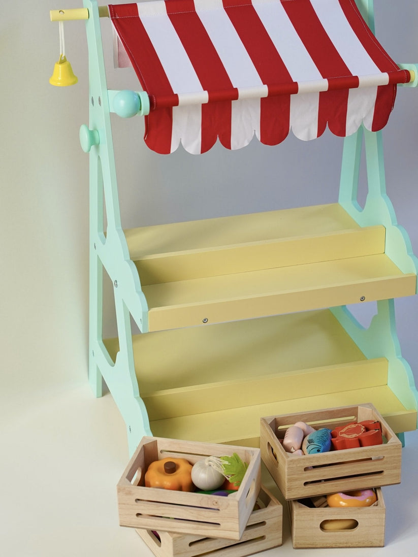 Wooden Grocery Stall & Food Crates Combo – Giggle Giggle