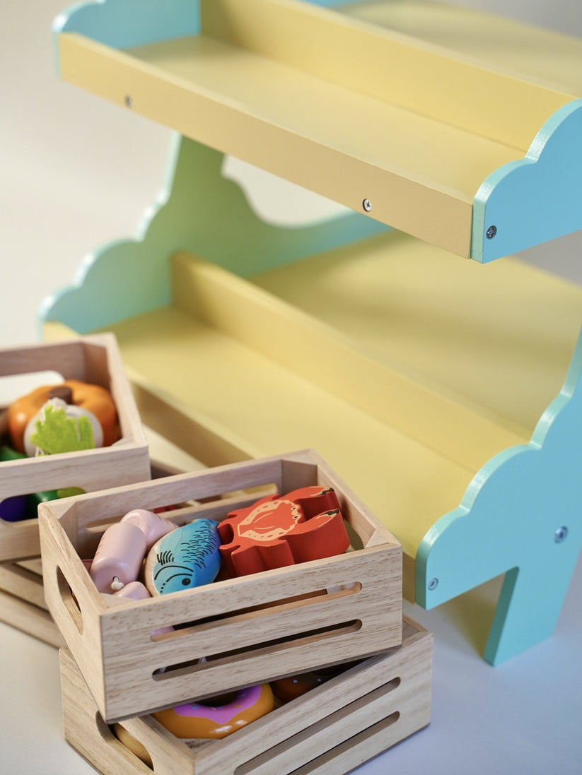 Wooden Grocery Stall & Food Crates Combo – Giggle Giggle